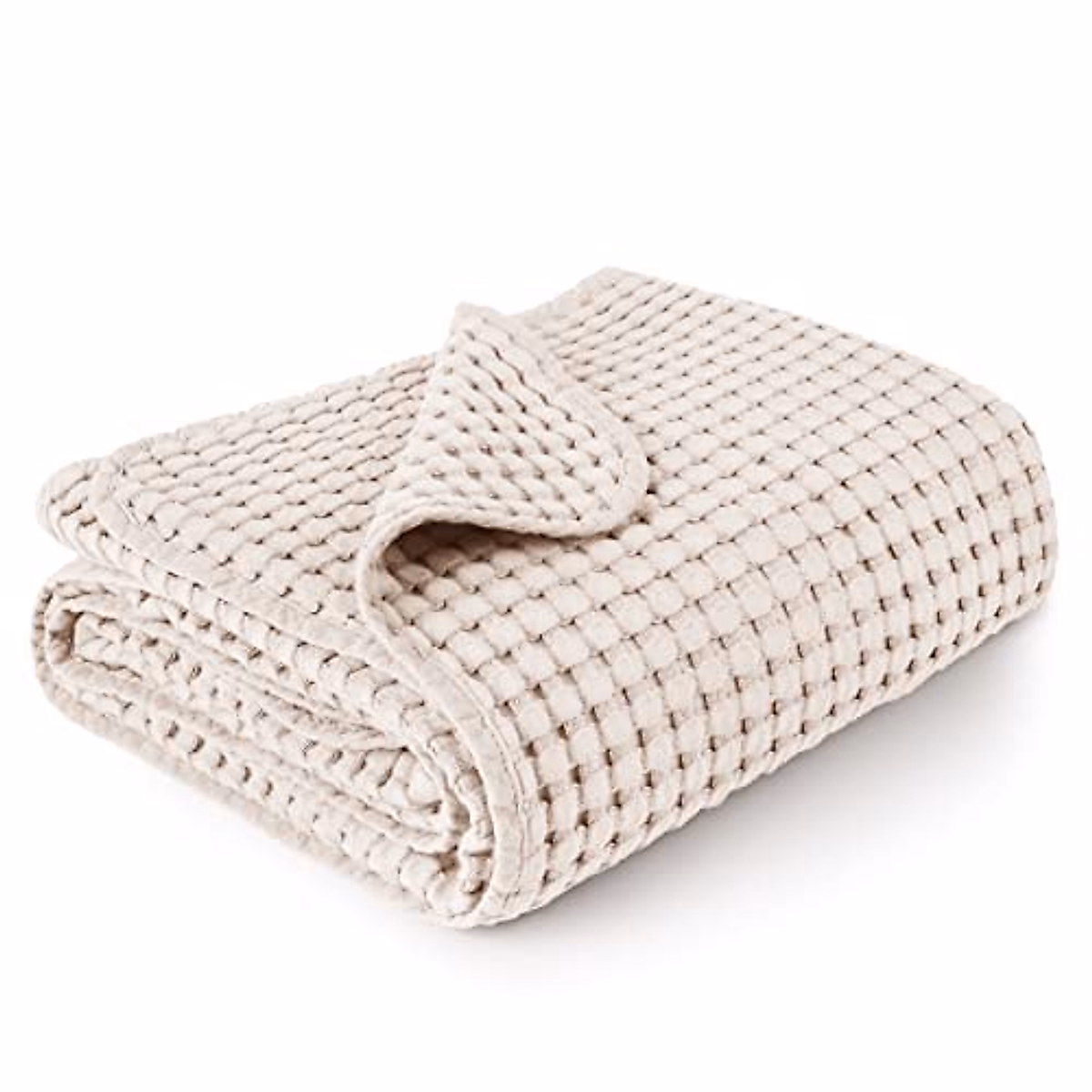 Konssy Waffle Baby Blankets, Nursery Blankets for Boys Girls, Swaddle Blankets Neutral Soft Lightweight Toddler and Kids Throw Blankets(Oat)