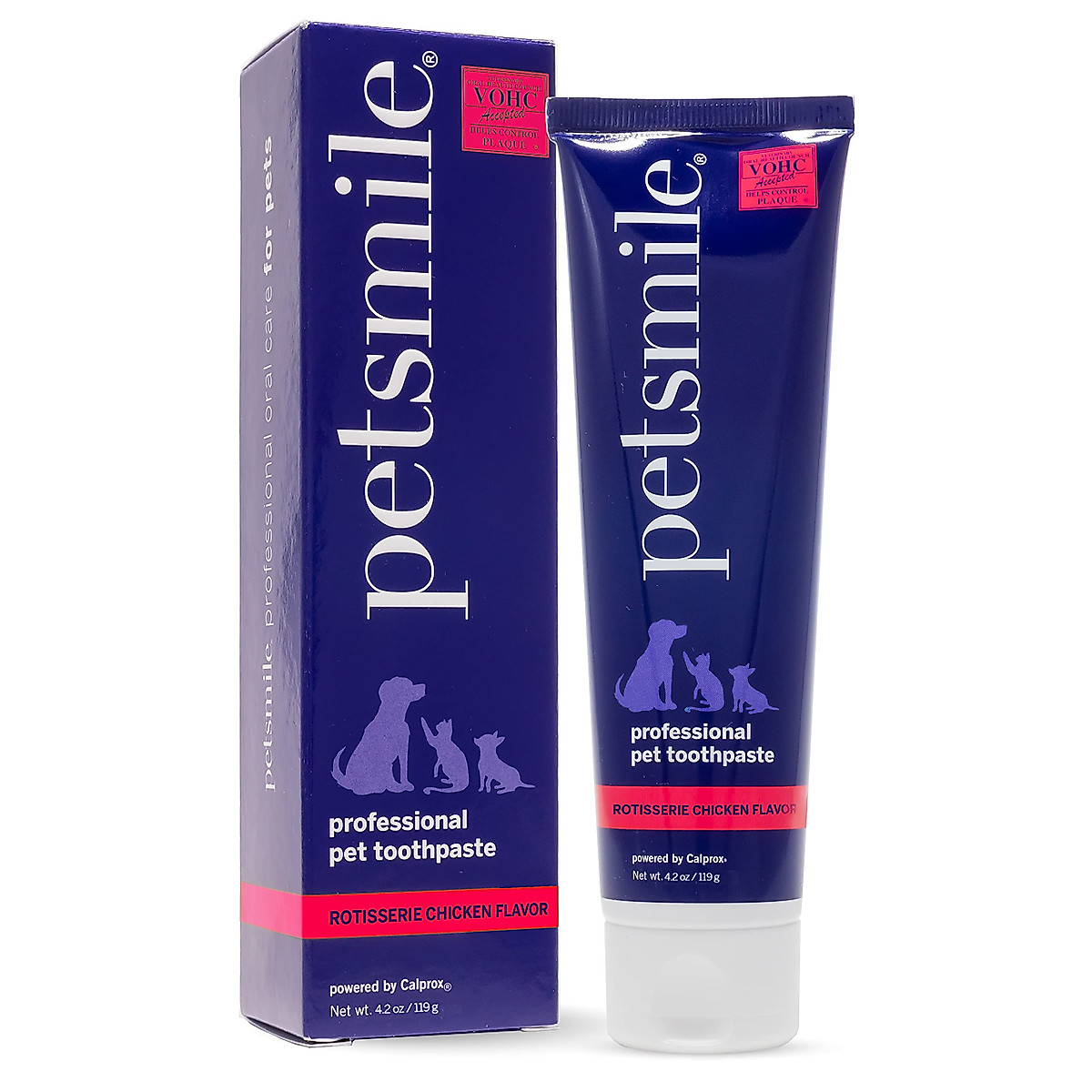 Petsmile Professional Pet Toothpaste - Cat & Dog Teeth Cleaning Supplies - Controls Plaque, Tartar, & Bad Breath - VOHC Accepted Toothpaste - Pet Dental Care Essentials (Rotisserie Chicken, 2.5 Oz)