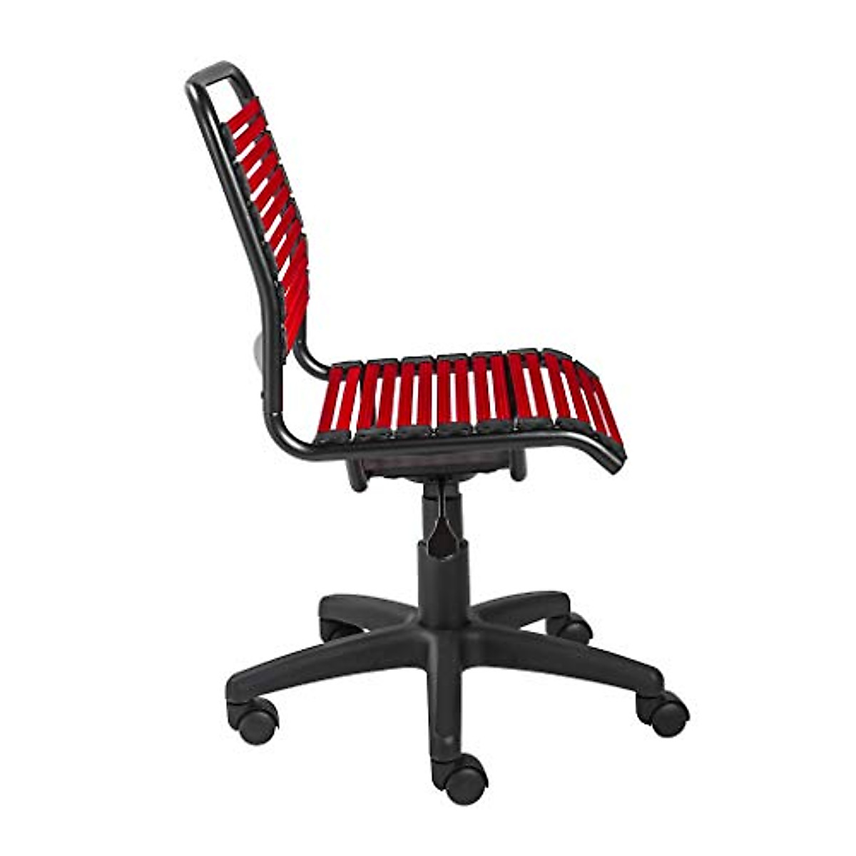 HomeRoots Red Flat Bungie Cord Low Back Rolling Office Chair