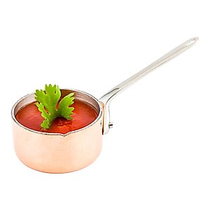 Restaurantware 2 Ounce Small Saucepan, 1 Copper Plated Mini Saucepan - Built-In Pour Spout, Corrosion-Resistant, Stainless Steel Tiny Saucepan, For Sauces, Dips, Or Mini Dishes, Dishwasher-Safe