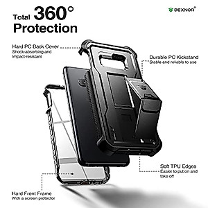 Dexnor for Samsung Galaxy S10e Case, [Built in Screen Protector and Kickstand] Heavy Duty Military Grade Protection Shockproof Protective Cover for Samsung Galaxy S10e, Black