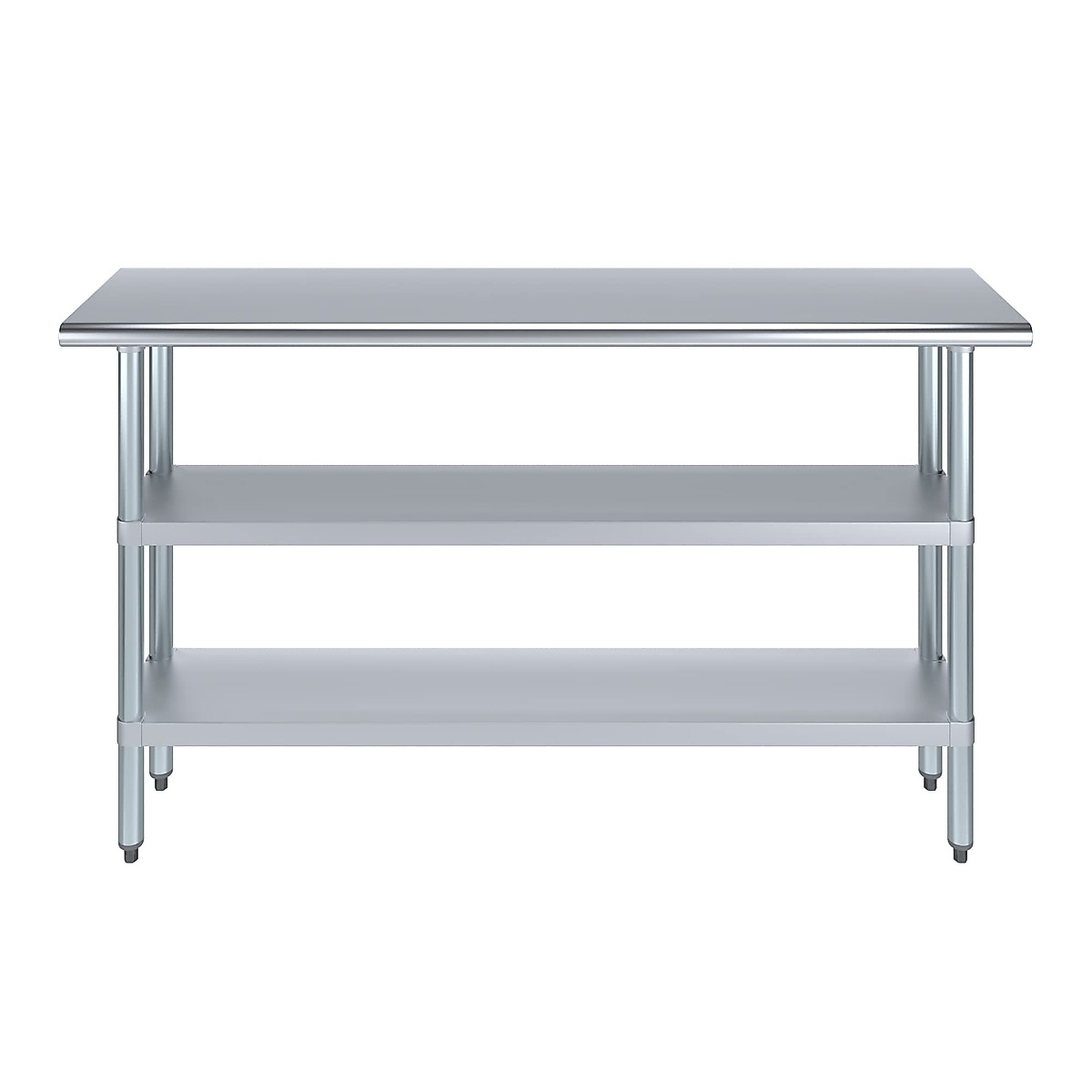 60" Long X 14" Deep Stainless Steel Work Table with 2 Shelves | Metal Food Prep Station | Commercial & Residential NSF Utility Table