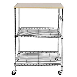 Wire Shelving Unit Adjustable Steel Wire Rack Chrome, Heavy Duty Storage Shelving Unit On 4'' Wheel Casters, Metal Organizer Wire Rack,for Garage Kitchen Living Room (3 Tier - 24W x 18.1D x 33.5H)