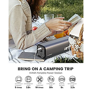 Portable Power Station, ORICO 144Wh Laptop Charger Outdoor Camping Solar Generator with 5 Outputs, 110V/150W AC Outlet(Peak 170W), Super Lightweight Backup Lithium Battery for CPAP, Emergency