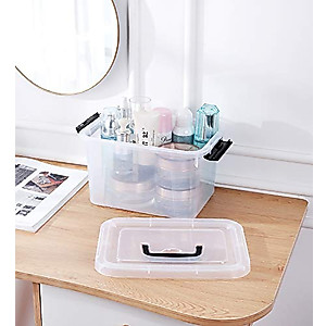 5-Pack Clear Storage Latch Box/Bins with Lid, 8 Litre Stackable Plastic Storage with Handle (8.5 Quart)