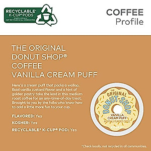 The Original Donut Shop Vanilla Cream Puff Keurig Single-Serve K-Cup Pods, Medium Roast Coffee, 72 Count (6 Packs of 12)