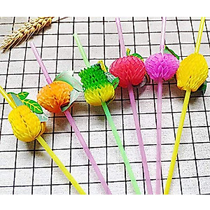 JQYXSS 50 PCS Disposable Cocktail Drinking Straws for Tropical Hawaiian Beach Cocktail Luau Birthday Party Decorations Supplies for Drinkware