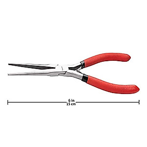 Outeels Needle Nose Pliers 6 Inch - Precision Pliers with Extra Long Tapering and Non-Serrated Jaws for Jewelry Making, Bending Wire and Small Object Gripping - Pack 1