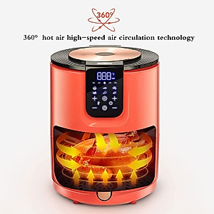 ELEdvb 1500W Air Fryer,Digital Touch Screen Low-Fat French Fries Machine,3QT Cylindrical Multi-Function Oilless Hot Oven with 6 Presets,Preheat and Keep Warm (Red) (Red)
