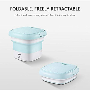 ZKU 2020 Upgraded Portable Washing Machine, Folding Automatic Laundry Machine, Turbine Washer, USB Cable, Low Noise, Mini Washing Machine for Camping, Dorms，Apartments， Business Trip - Blue