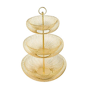 Baoblaze Round Fruit Basket Bowl Holder Vegetable Cake Organizer 3 Tier Countertop Storage Tray for Housewarming, Farmhouse, Table, Counter, Wedding