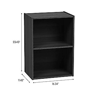 IRIS USA 2-Tier Wood Storage Shelf, Black