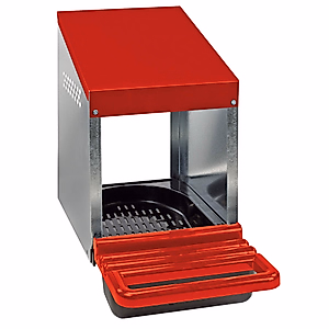 Little Giant Outdoor Galvanized Steel Metal Nesting Box w/ Angled Bottom & Front Guard For Chicken, Duck, Poultry, & Bird Egg Laying, Single Pen