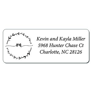 Personalized Return Address Labels Monogram - High Gloss Custom Mailing Labels on Sheets - Self-Adhesive Return Stickers for Envelopes with Crisp Printing Design (Large Labels White)