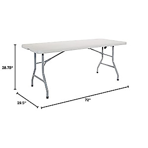 Office Star Resin Rectangle Center-Folding Portable Table for Picnics, Camping, and Tailgating, 6 Feet