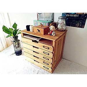 5 Flat Drawer Organizer for Home or Office Desk - Wooden Chest of Drawers - File Organizer with Drawers & 1 Paper Tray Slot - Desk Organizer w/ Storage Drawers & Label Holders - Wood File Box