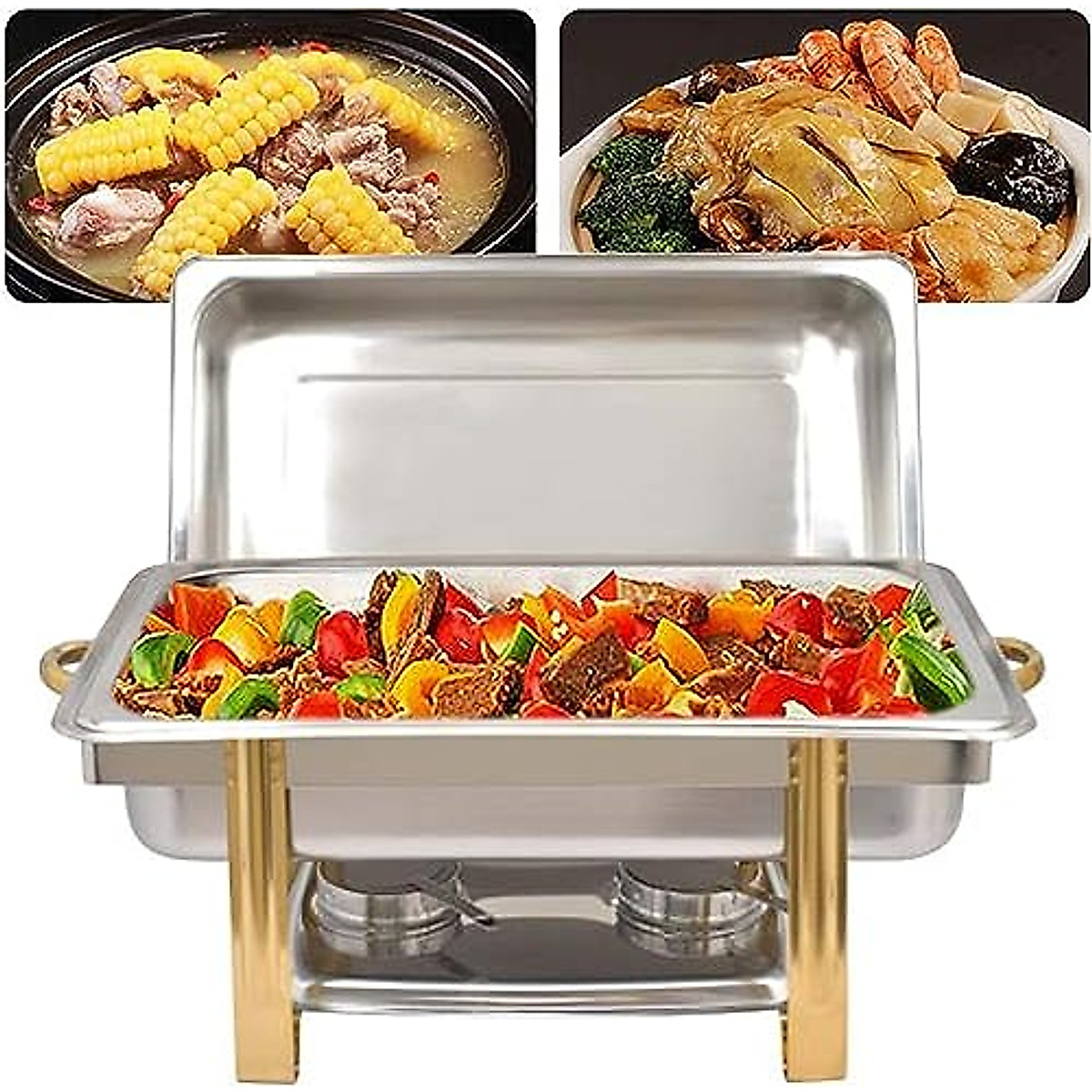 Single Pan Buffet Server, Chafing Dish Buffet Set, Portable Stainless Steel Food Warmer, Chafing Dish Set Perfect for Catering, Parties, Events and Holiday