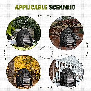 Patio Hanging Egg Chair Cover 420D Outdoor Double Wicker Egg Swing Covers Waterproof Patio Swing Loveseat Dust Protector 91x80 inches Black