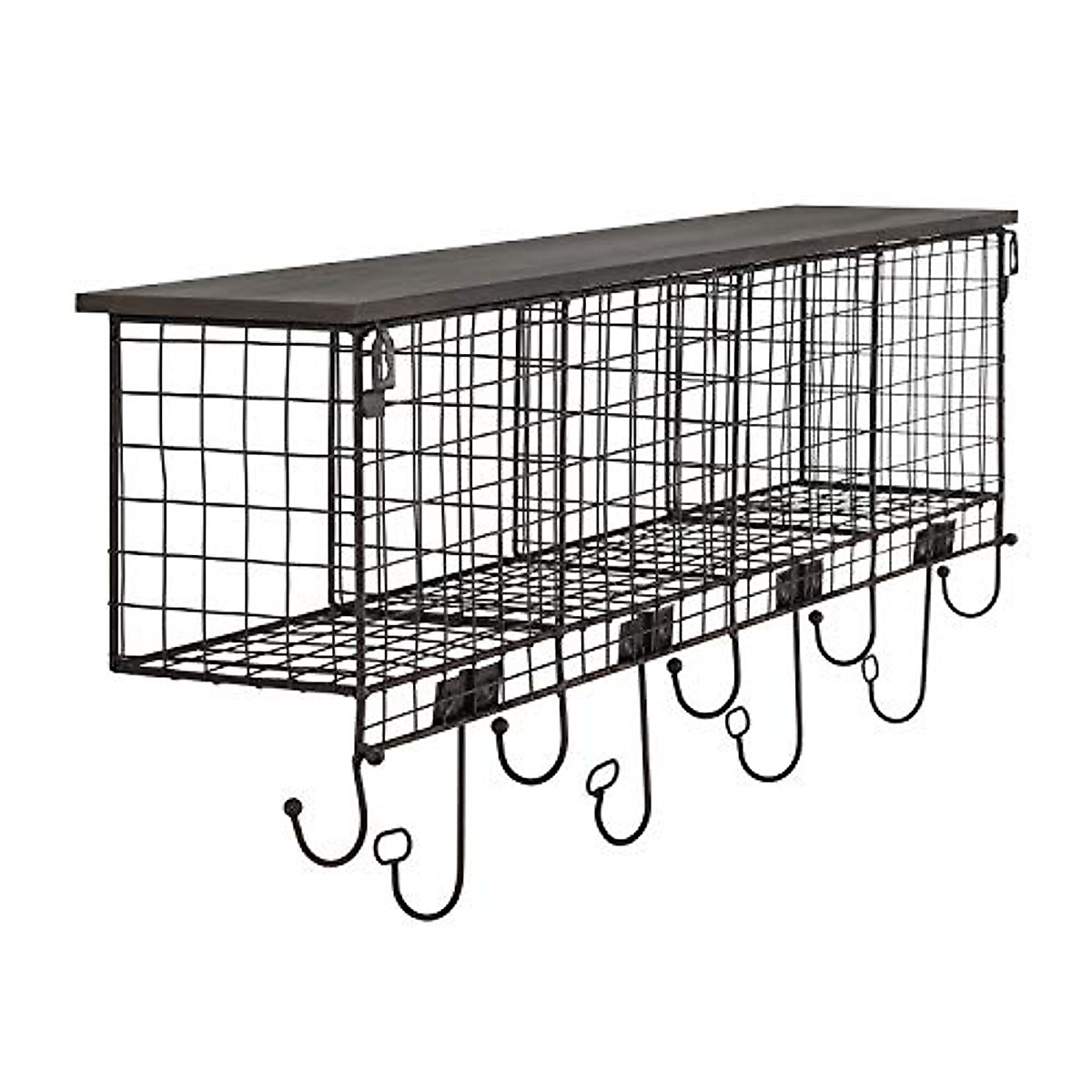 Linon AHWE12381 Lanette 4-Cubby Wall Shelf, 13" x 30" x 6.5", Black