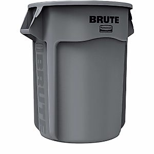 Rubbermaid Commercial 265500Gy Round Brute Container Plastic 55 Gal Gray