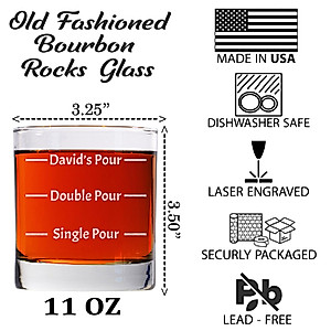 CARVELITA Personalized 11oz Whiskey Glass, Engraved Old Fashion Custom Rack Glass, Pour Line Gift Idea, Personalized For Him, Single Pour, Double Pour, For Christmas, Fathers Day, Birthday