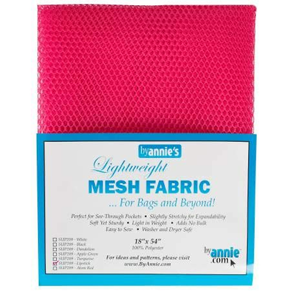 ByAnnie's Mesh Fabric Lightweight Galaxy Bundle-Lipstick, Parrot Blue, Pewter, Tahiti, Black and Blast Off Blue 18" x 54" with Tape Measure Bundle of 7 Items Galaxy