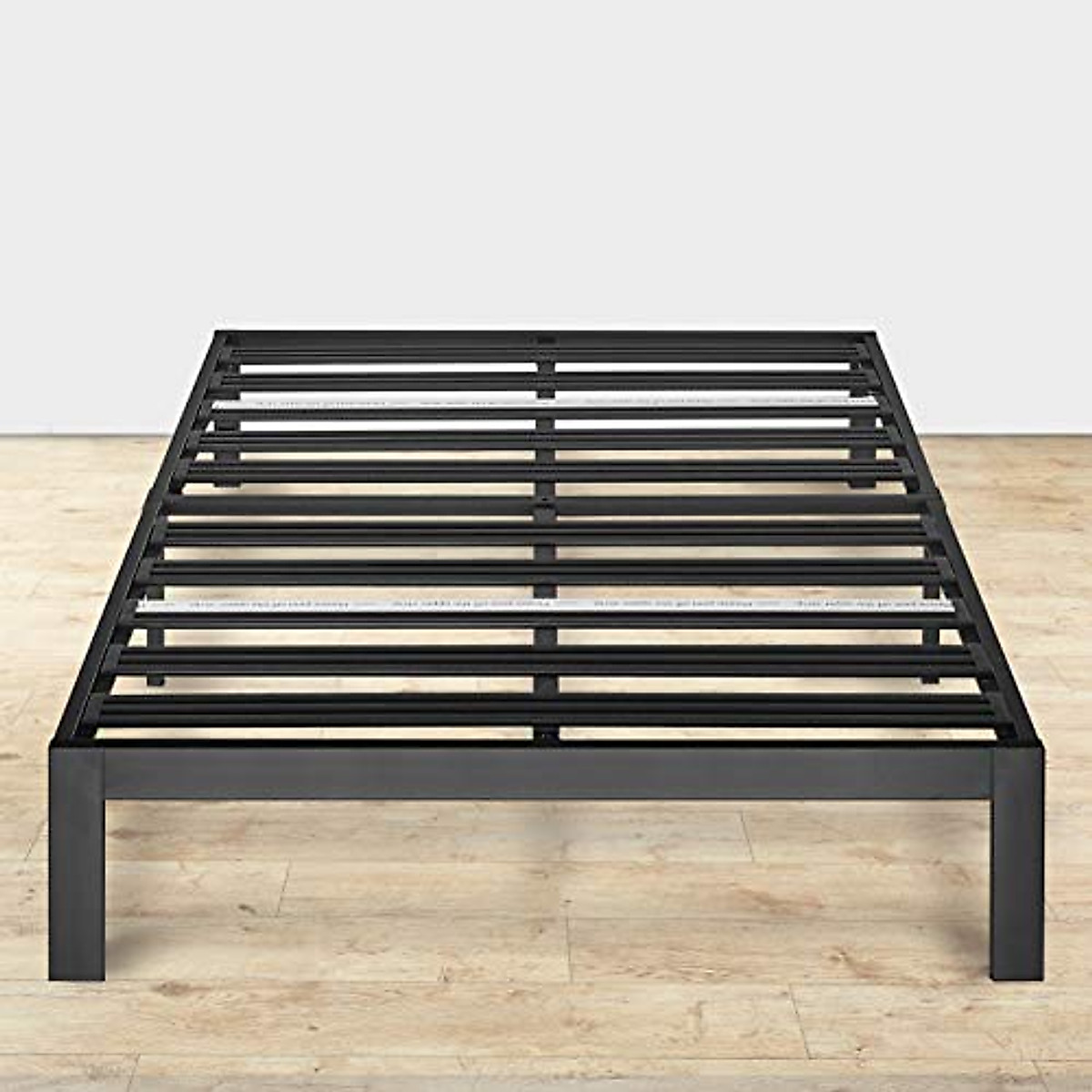Mellow Rocky Base E 14" Platform Bed Heavy Duty Steel Black, w/ Patented Wide Steel Slats (No Box Spring Needed) - King