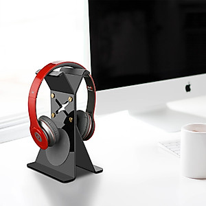 TXEsign Headphone Stand Universal Headphone Holder for AirPods Max/HyperX Cloud II/Sony/Bose/Beats, Acrylic Headphones Holder Earphone Desktop Hanger Gaming Headset Stand for Desk (Black)
