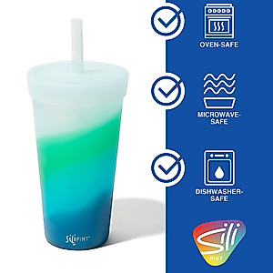 Silipint: Silicone 22oz Straw Tumblers: 2 Pack - Mountain Air - Unbreakable Cups, Hot or Cold, Sustainable, Airtight Lid, Travel