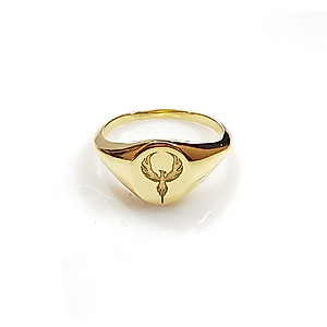 Phoenix Ring, Signet Ring, Animal Ring, Winged Ring, Bird Ring, Hawk Ring, Personalized Ring, Phoenix Jewelry Ring for women (Rose Gold, 7.5)