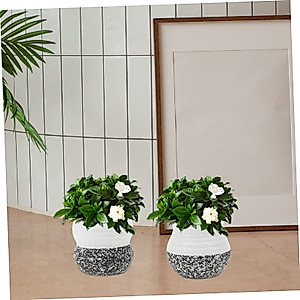 Yardenfun 6pcs White Planter Succulents Ceramic Office Adorable Flowers Containers Black Outdoor Glazed Garden for Porcelain Bonsai Balcony Nursery Pots with Tiny Mini Gardening