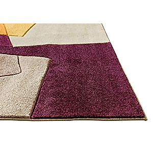 Well Woven Strata Squares Blue Purple Fuchsia Yellow Orange Modern Geometric Hand Carved 8x10 (7'10" x 9'10") Area Rug Easy to Clean Stain & Fade Resistant Thick Soft Plush