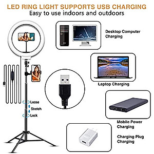 Selfie Ring Light, LED Light Ring with Stand, Circle Light for Makeup/Live Stream, Desktop Camera LED Ringlight with Tripod and Phone Holder Ring Lights for Photography/YouTube/Video Recording/Vlogs