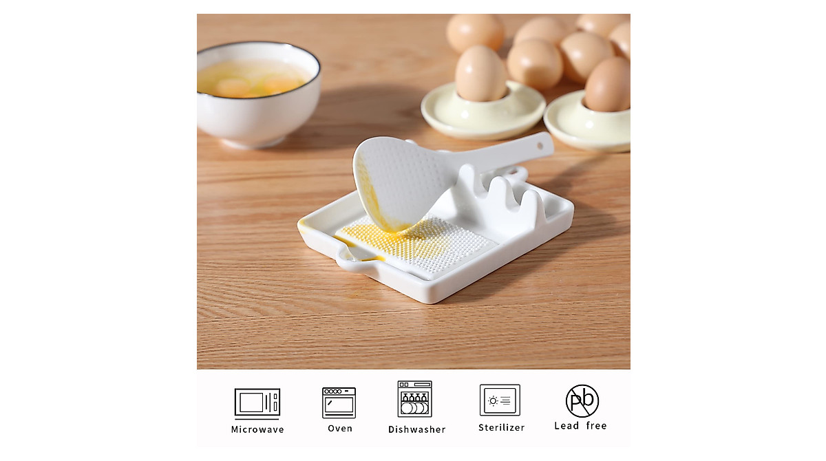 Elegant White Ceramic Rice Paddle Set - 2 Pack