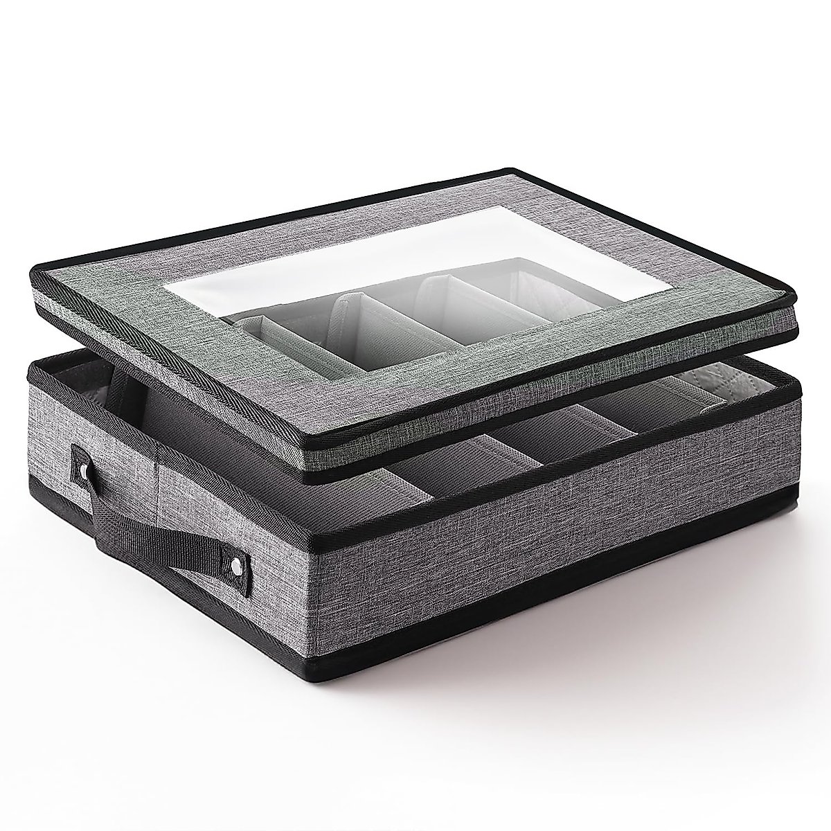 Flatware & Utensil Storage - Durable Silverware Storage Box with Padded Dividers, 5 Compartment Flatware Storage Case, Silverware Case with Handles and Removable Lid - Protects and Organizes Cutlery
