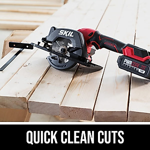 Skil PWRCORE 20 Brushless 20V 4-1/2 in. Compact Lightweight One-Hand Circular Saw Kit with Up to 6,000 RPM Includes 2.0Ah PWR CORE 20 Lithium Battery and Charger - CR5435B-10
