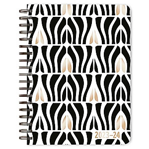 Ebony & Ivory | 2024 6 x 7.75 Inch 18 Months Weekly Desk Planner | Foil Stamped Cover | July 2023 - December 2024 | Plato | Stationery Planning