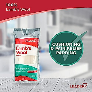 Leader 100% Lambs Wool Padding, Provides Cushioning Comfort and Pain Relief Between Toes, 3/8 oz