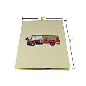 Firetruck 3D Pop Up Greeting Card, Fireman Volunteer Appreciation Card, Birthday Card, Any Occasions