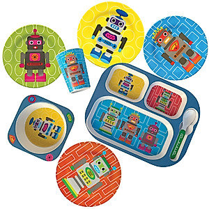 French Bull 4pc Kids Everyday Set - Robots, 11.77" x 2.87" x 8.54"