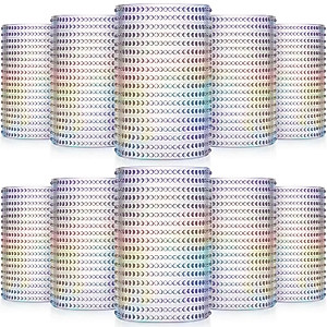 Zubebe 12 Count Hobnail Drinking Glasses 14 oz Highball Glasses Vintage Embossed Drinking Tumbler Glasses Glassware Set for Juice Beer Soda Beverage (Iridescent)