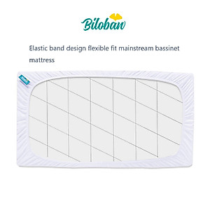 Waterproof Bassinet Mattress Protector, Fit for 17" x 33" Most Mainstream Bassinet Mattress - Rectangle, Hourglass, Oval, Ultra Soft Breathable, Viscose Made from Bamboo Surface, Washer & Dryer