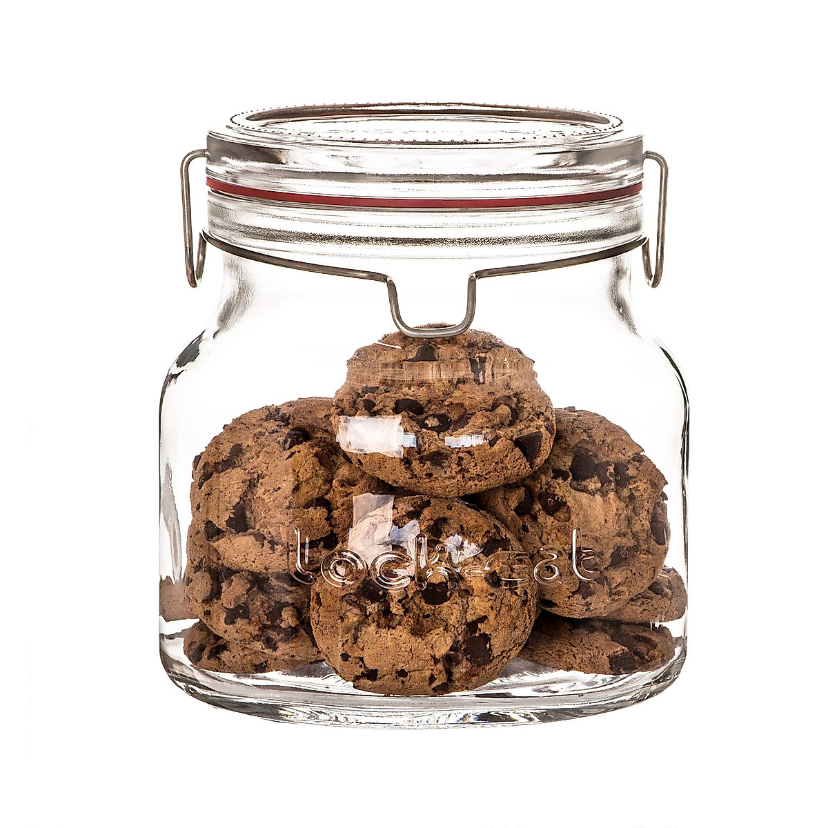 Luigi Bormioli Lock-Eat 50.75 oz Handy Jar (1 Piece) : Innovative Glass Lid, Easy to Close, Easy to Open, Dishwasher Safe, Microwave Safe, Canning Safe, Freezer Safe, Stackable Jars