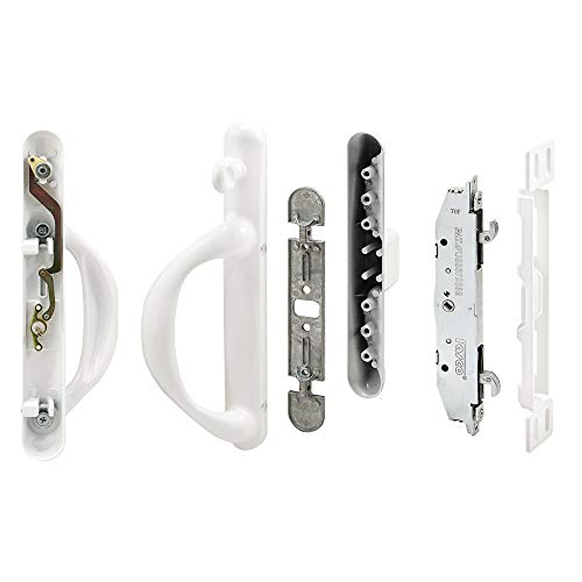 Prime-Line C 1307 Mortise System Patio Door Handle Set, Left Hand, White, 1-Pack