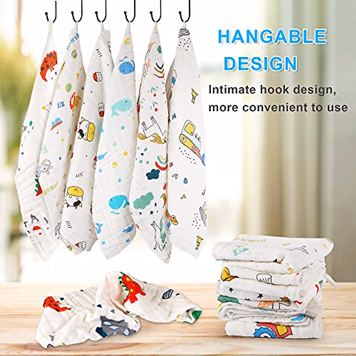 JULBEAR 6 Pack Burp Cloths for Baby, Toddler Burp Cloths Large 20 ×10 Inches Organic Cotton Muslin Burp Cloths for Boys & Girls, Newborn Towel Absorbent Burping Rag