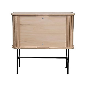 Bloomingville, Natural Wood and Metal Cabinet with Sliding Doors and 3 Storage Compartments, Black