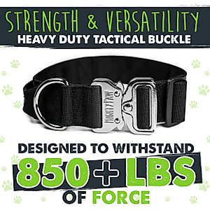 Mighty Paw Dog Collar - Heavy Duty with Tactical Metal Buckle - Heavy Duty Buckle - Weatherproof Polyester Tactical Dog Collar - Dog Training Collar for All Dog Breeds - Dog Collar with Handle - Black