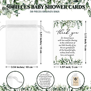 Chivertion 50 Sets Tea Party Baby Shower Decorations Include 50 a Baby Is Brewing Tea Bags 50 Thank You Cards and Organza Bags Baby Shower Favor Thank You Gifts for Guests, No Tea(Eucalyptus Leaf)