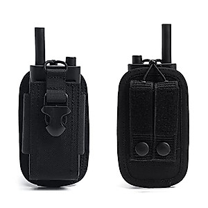 TACNEX Universal Radio Holster Tactical Radio Holder Elastic Walkie Talkies Pouch Two Ways Radio Nylon Case w/ MOLLE Strap Duty Belt Clip for Police Leo Security Firefighter Rescue EMS EMT Military