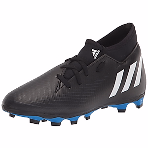 adidas Unisex-Child Edge.4 Predator Flexible Ground Black/White/Team Dark Grey (Sock) 4 Big Kid